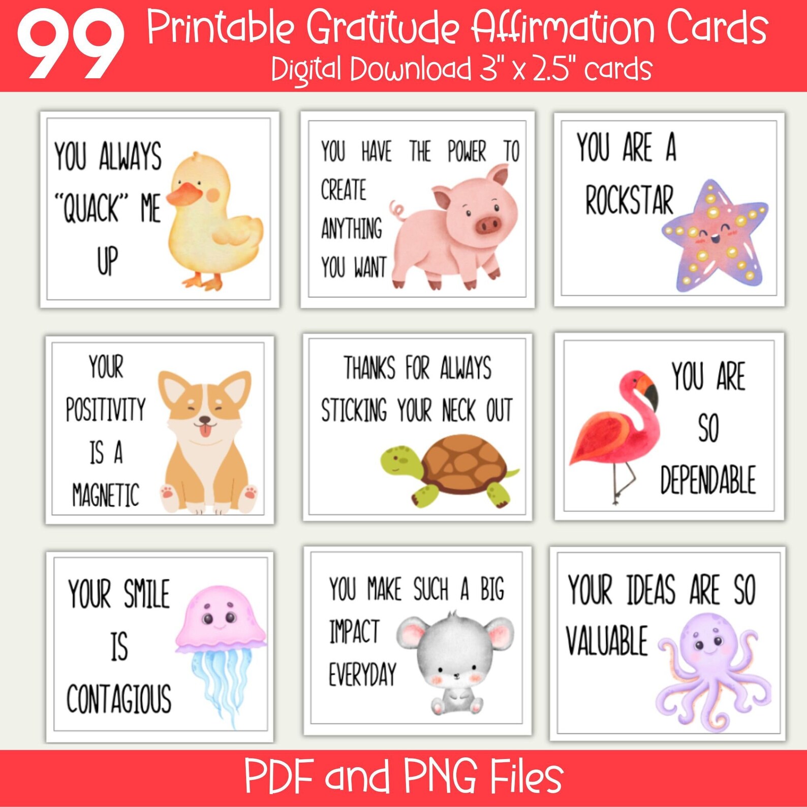 Printable Gratitude Affirmation Encouraging Notes of Encouragement ...