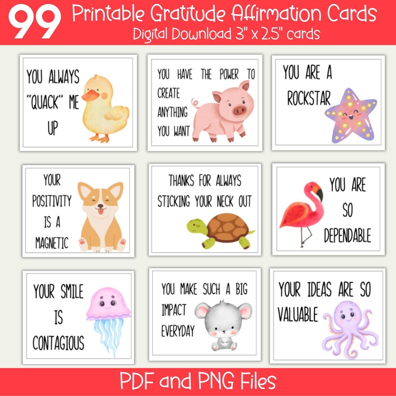 Printable Gratitude Affirmation Encouraging Notes of Encouragement ...