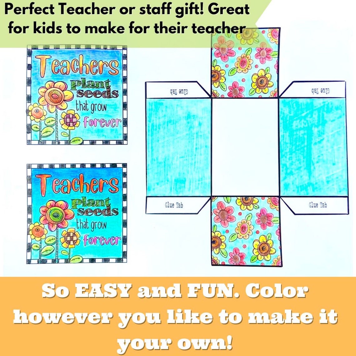 Teacher Appreciation Printable DIY Treat Box Printable Box - Etsy