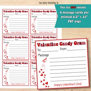Valentine's Day Candy Gram Printable: School Fundraiser Cards (digital ...