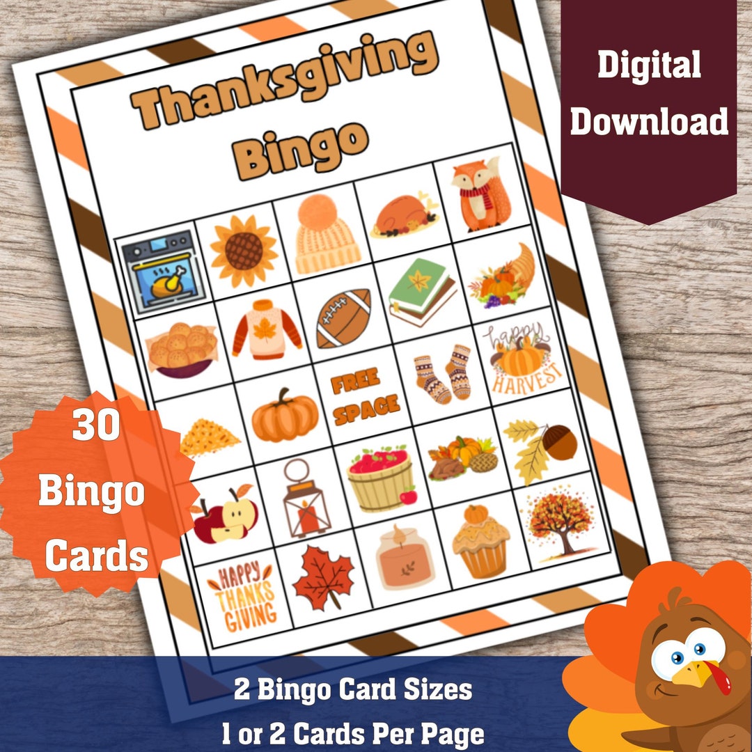 Thanksgiving Bingo, Thanksgiving Game, Autumn Bingo, Kids Thanksgiving ...
