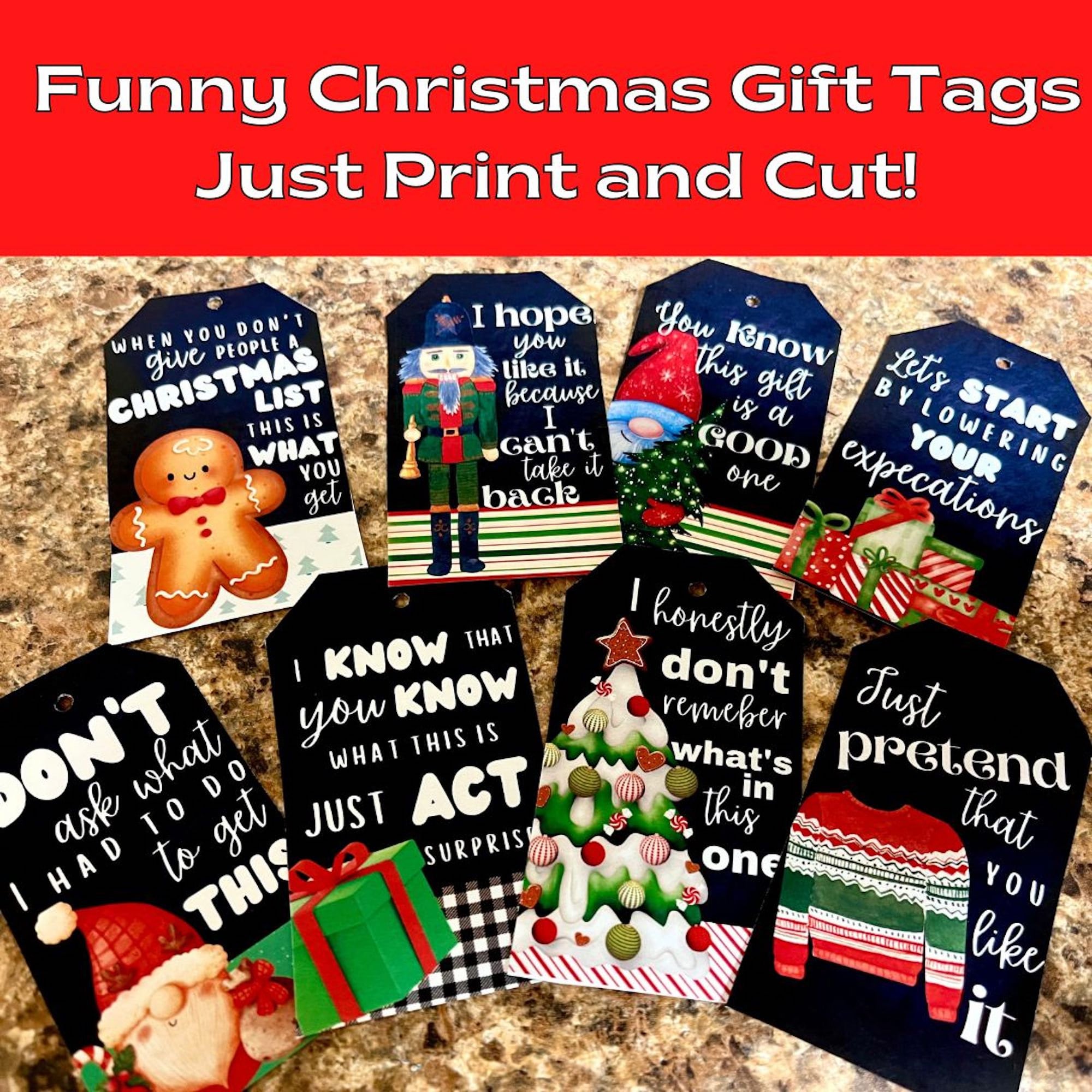 Funny Christmas Gift Tags Printable, White Elephant, Hilarious Gift ...
