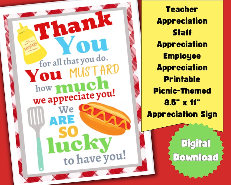 Teacher Appreciation Week Printable, Picnic Teachers and Staff ...