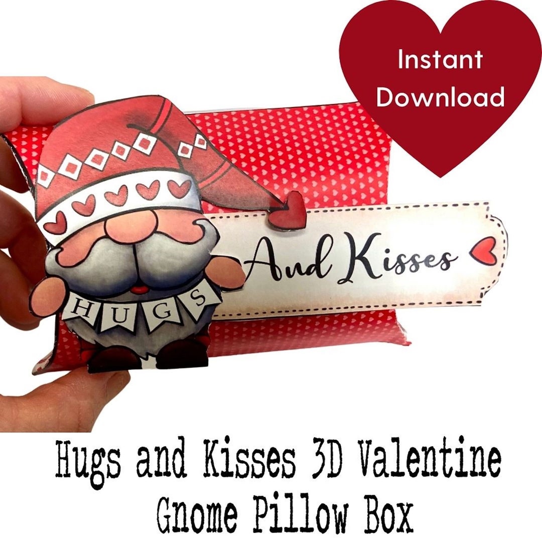 Gnome Valentine Treat Box, Printable Candy Wrapper, DIY Packaging ...
