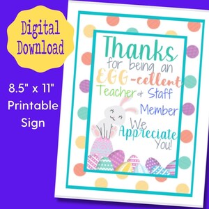 Egg-cellent, Easter Sign, Appreciation Ideas, Employee Appreciation ...