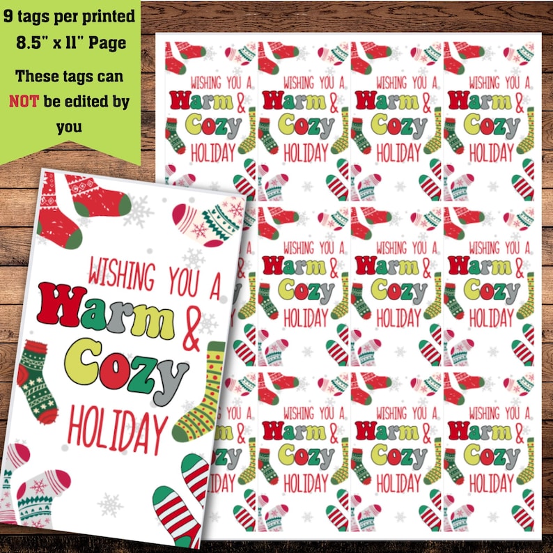 Christmas Sock Gift Tags: Warm & Cozy Holiday (digital Download ...