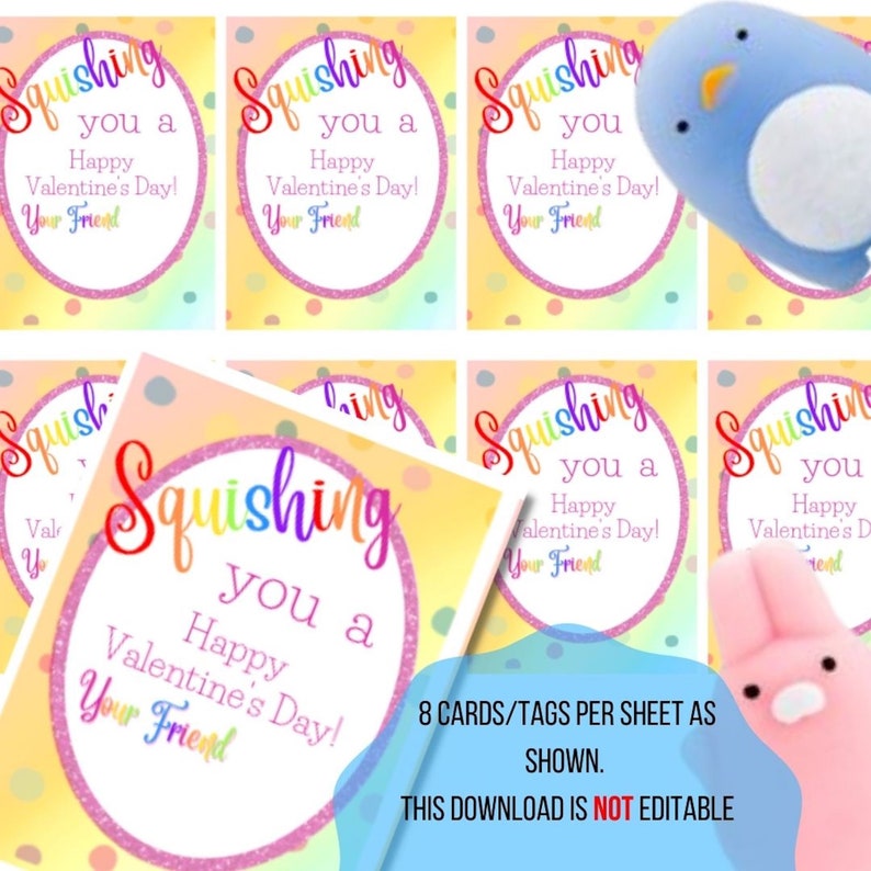 Squishy Toy Valentine Kids Printable Valentine's Day - Etsy