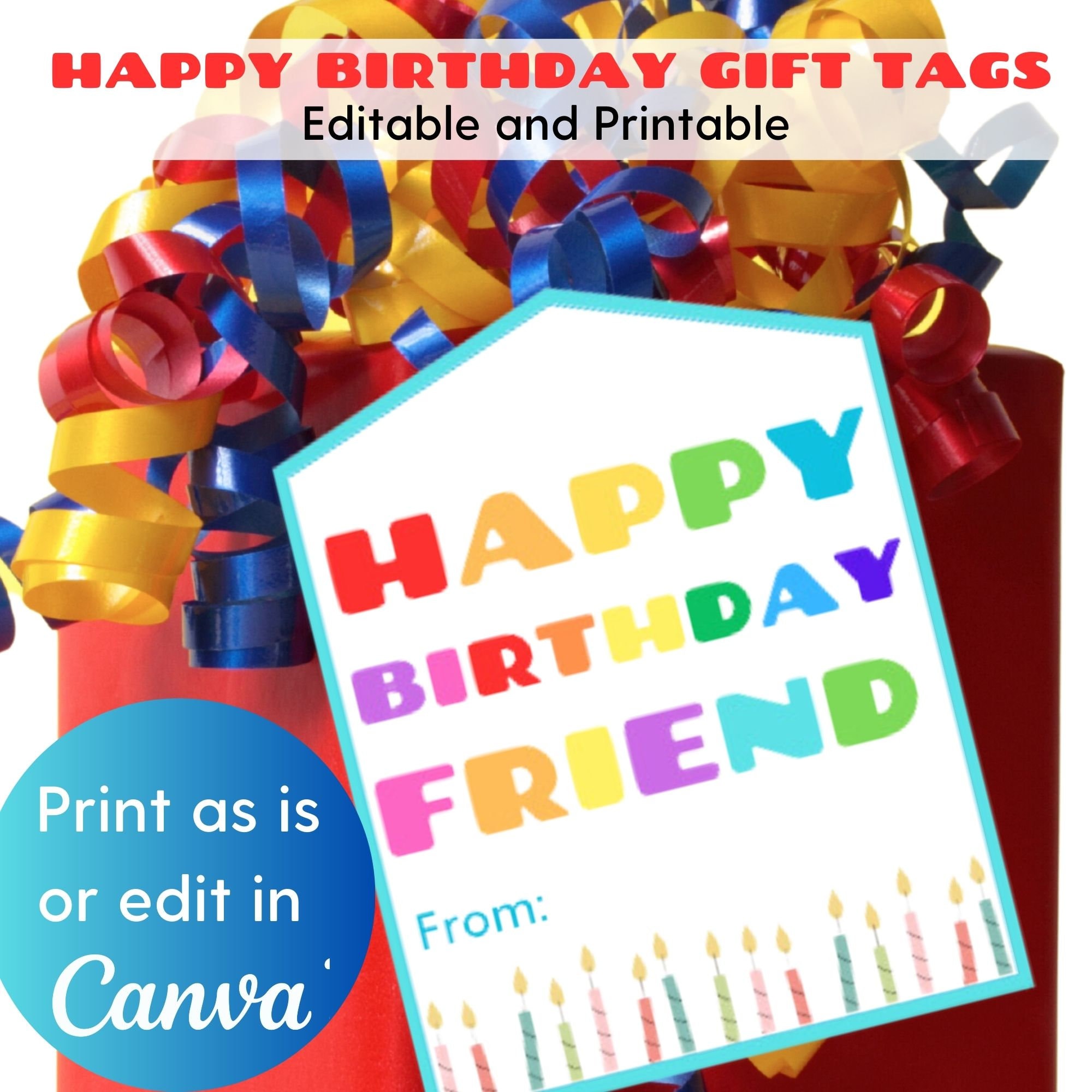 Happy Birthday Gift Tag Editable Name Gift Tag Instant - Etsy