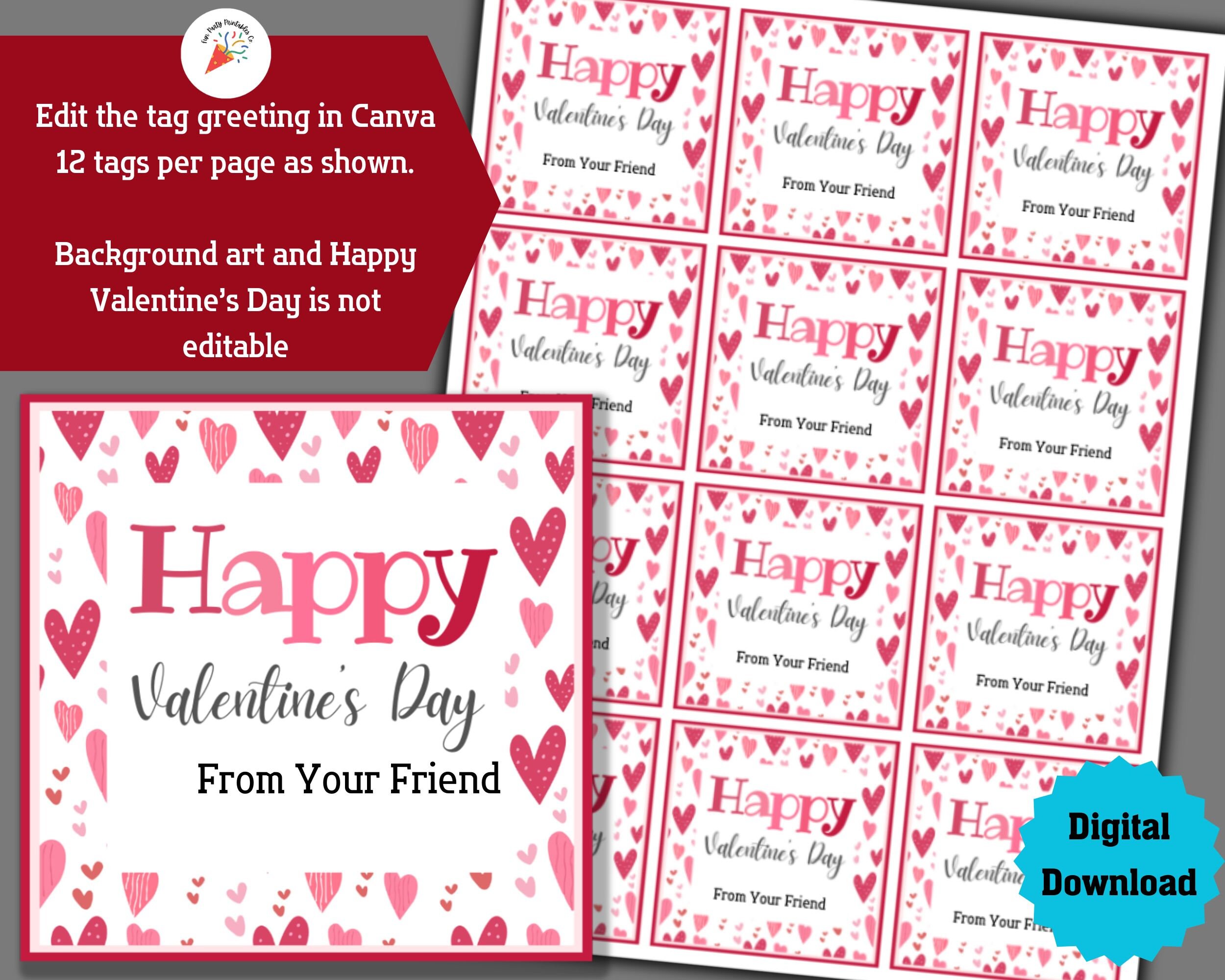 Printable Tags, Editable Gift Tags, Valentines Day Gift Tag, Printable ...