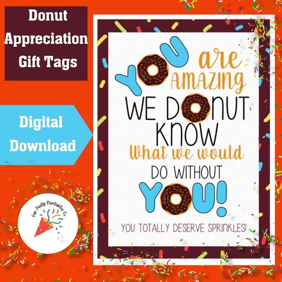 Donut Employee Appreciation Gift Tags Teacher Appreciation - Etsy