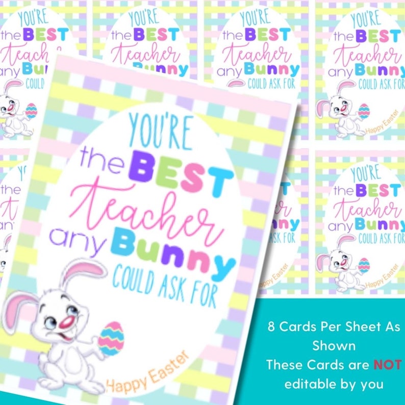 Bunny Printable Tags Happy Easter Tag Teachers Appreciation - Etsy