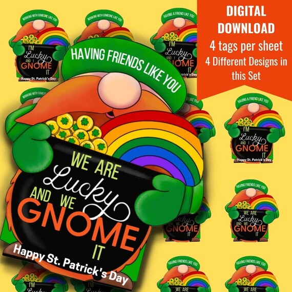 Lucky and I GNOME It Gift Tags St. Patrick's Day Gift | Etsy