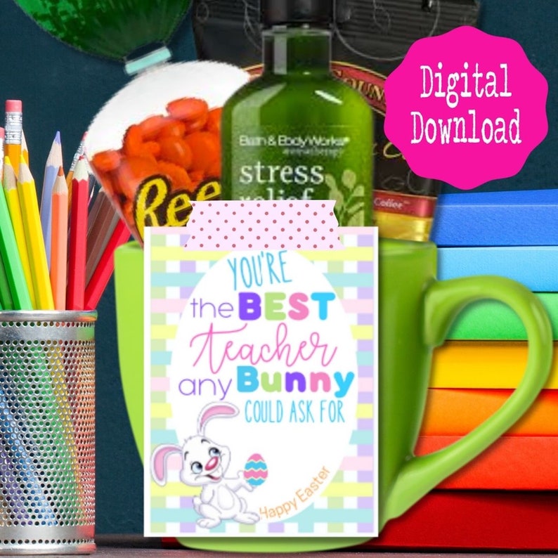 Bunny Printable Tags Happy Easter Tag Teachers Appreciation - Etsy
