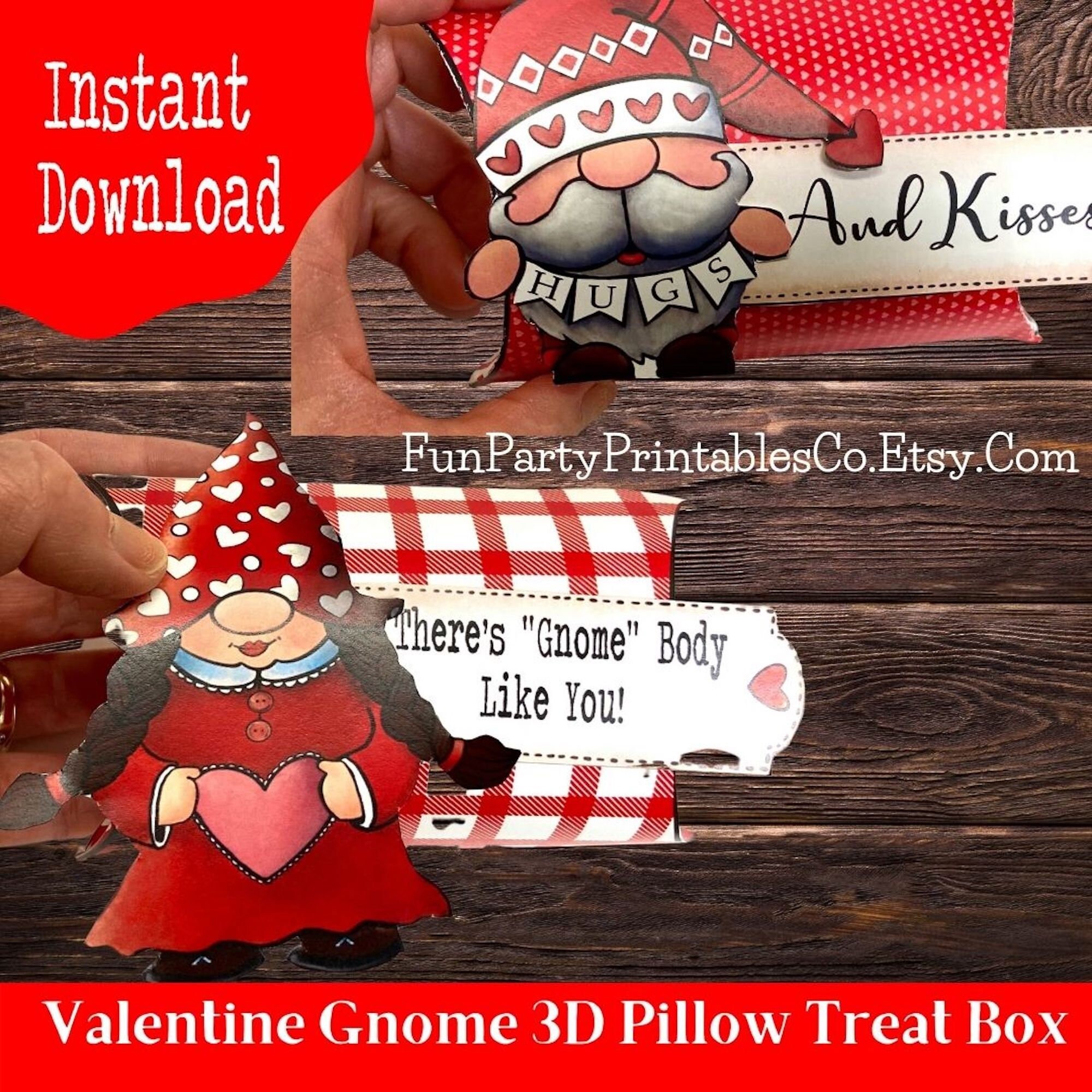 Valentine Gnome DIY Treat Box Printable Candy Wrapper - Etsy