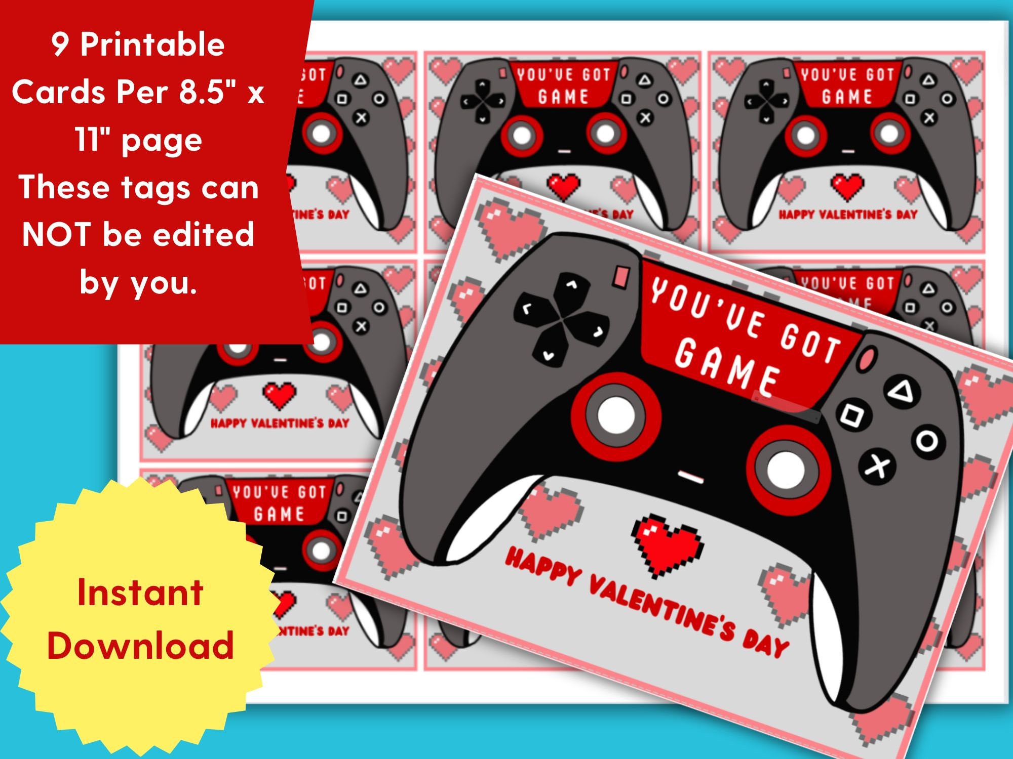 Gamer Valentine Cards for Kids, Kids Valentine Cards, Gamer Valentine ...