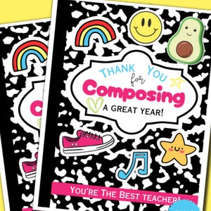 Teacher Thank You Printable Gift Tags | Composition Notebook Theme ...