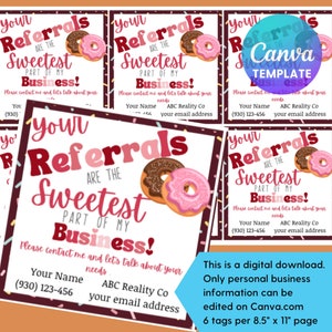 Editable Realtor Referral Appreciation Tags, Editable Business Cards ...