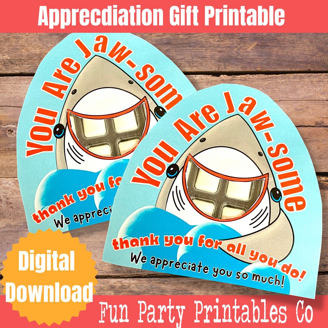 Jaw-some Appreciation Gift Tags: Shark Thank You (printable) - Etsy