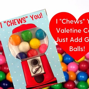 Kids Printable Valentine's Day Cards, I "chews" You Valentine Printable ...