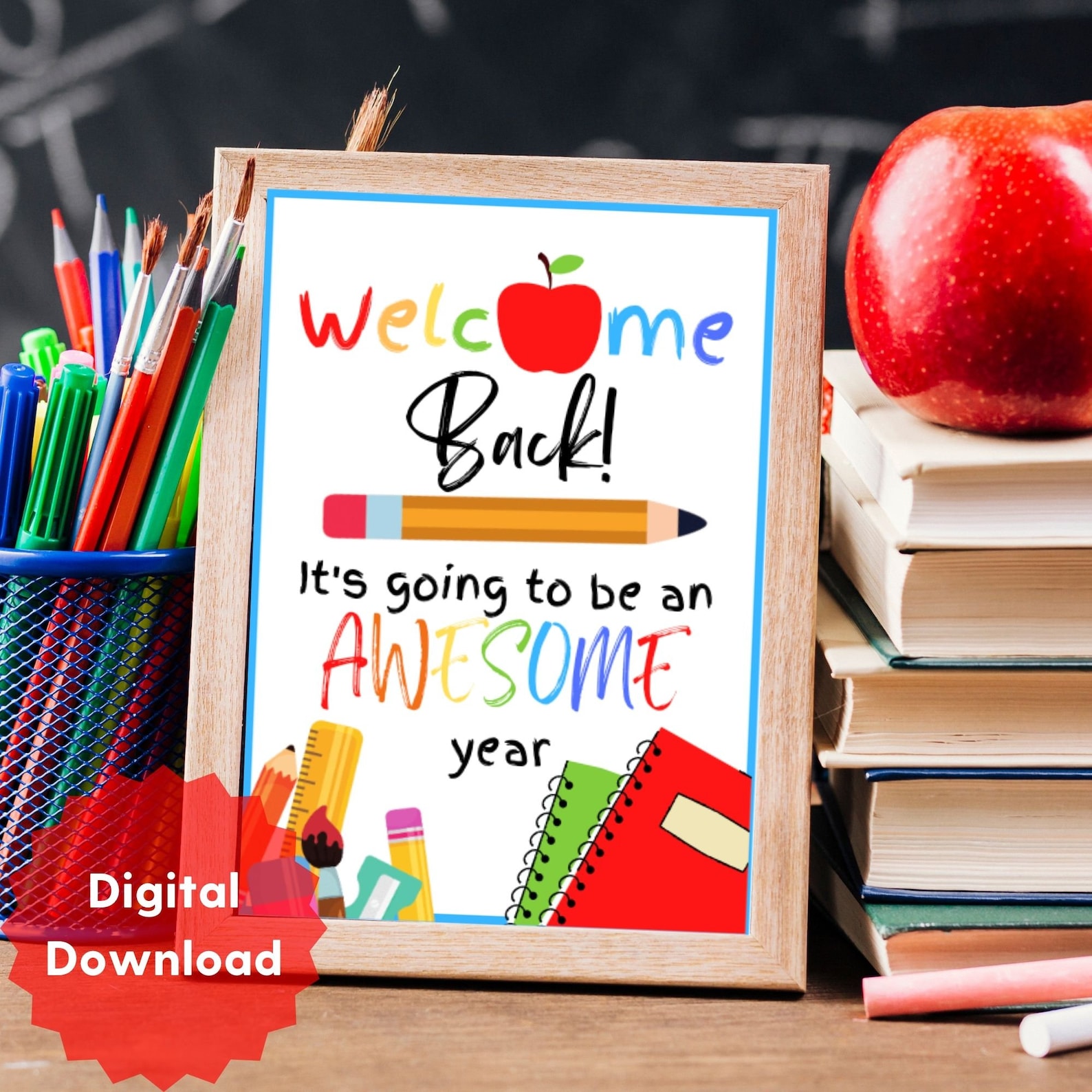 Welcome Back to School Printable Sign, Rainbow Back to School, New ...