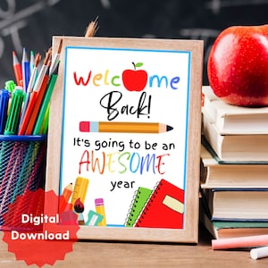 Welcome Back to School Printable Sign, Rainbow Back to School, New ...