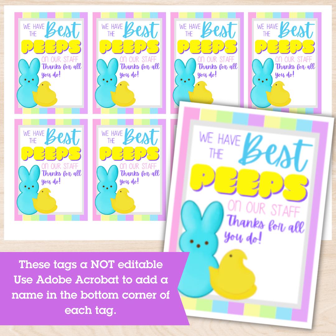 Printable Easter Peeps Gift Tags: Staff & Teacher Appreciation (instant ...