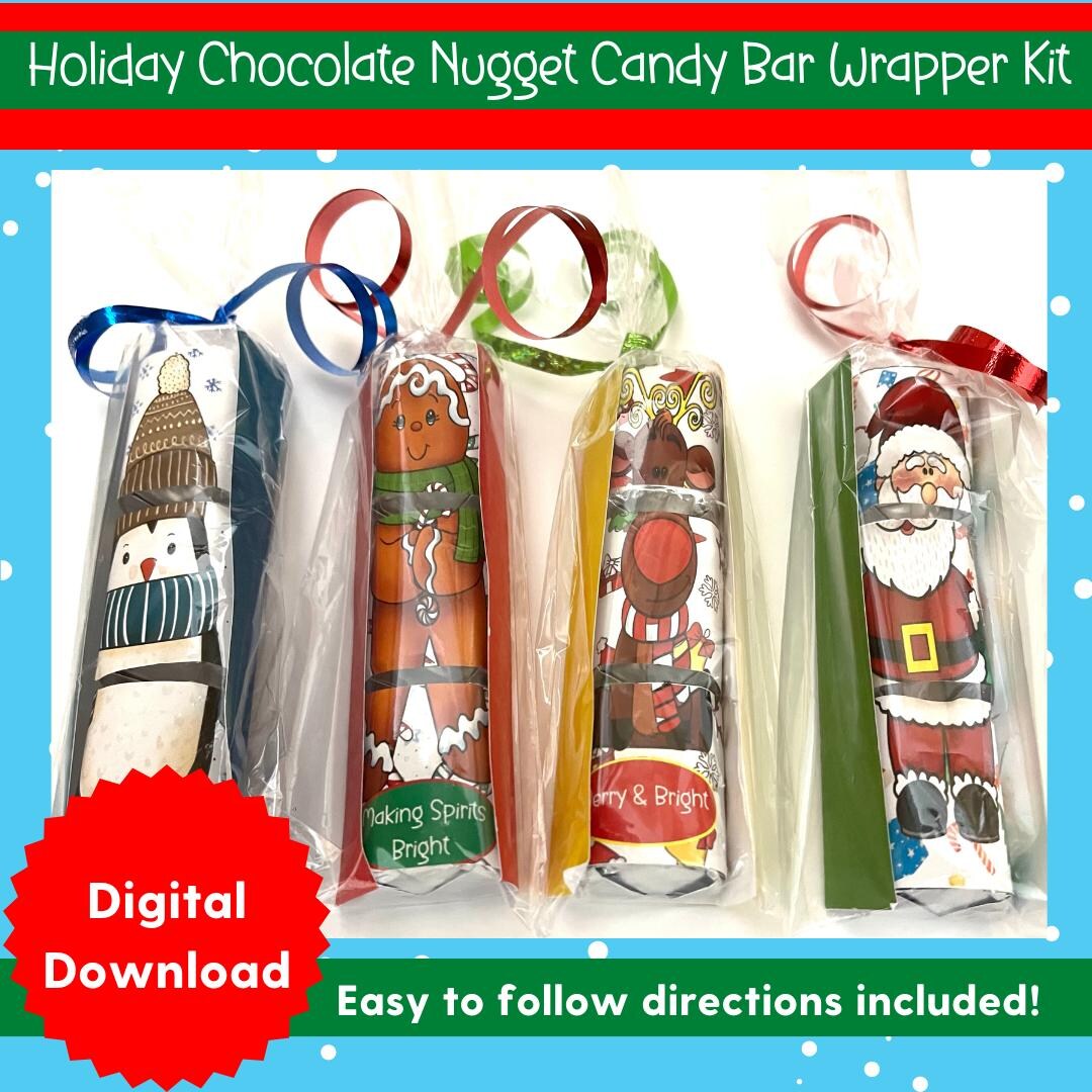 Christmas Chocolate Nugget Wrappers, Holiday Candy Bar (digital ...