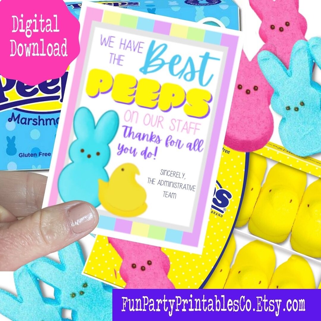 Easter Candy Printable Tags, Staff Gift Tag, Staff Peeps Tag, Staff ...
