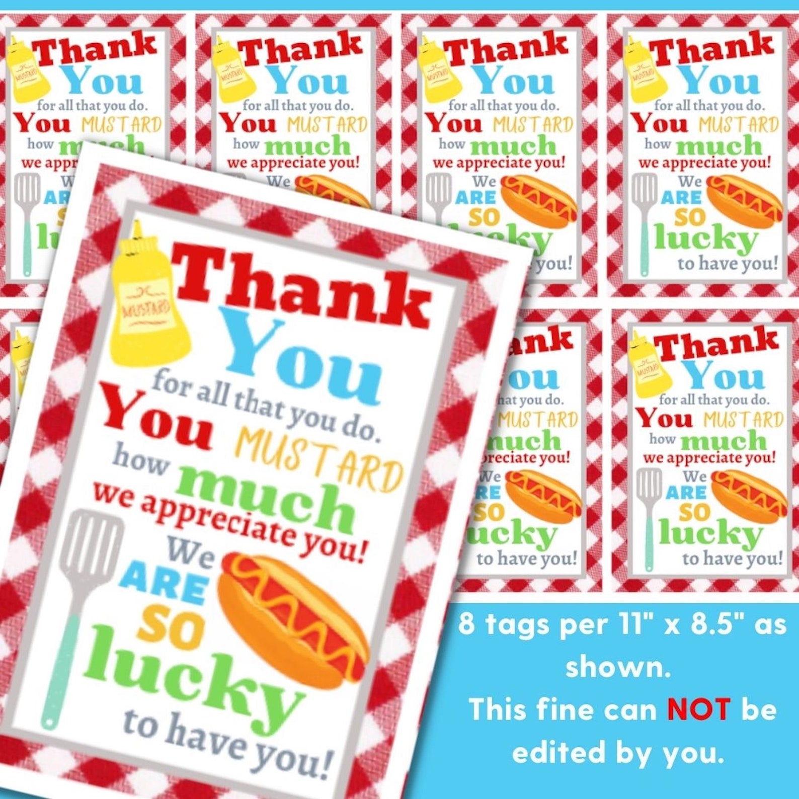 Employee Appreciation Gift Tags, Team Picnic, Employee Appreciation Tag ...