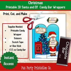 Santa & Elf Candy Bar Wrapper: Christmas Party Favor (digital Download ...
