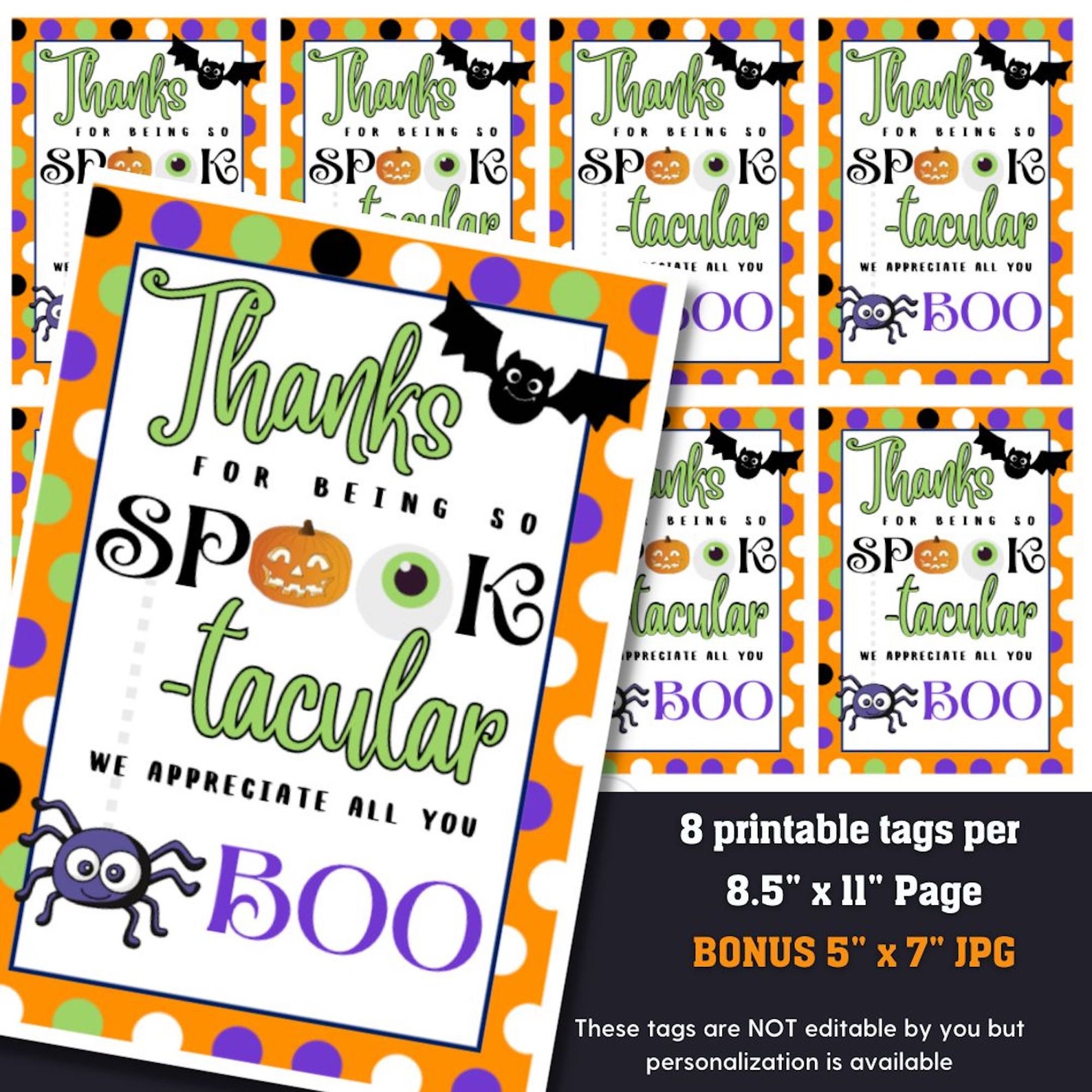 Halloween Printable Tags, Halloween Employee Appreciation, Thank You ...