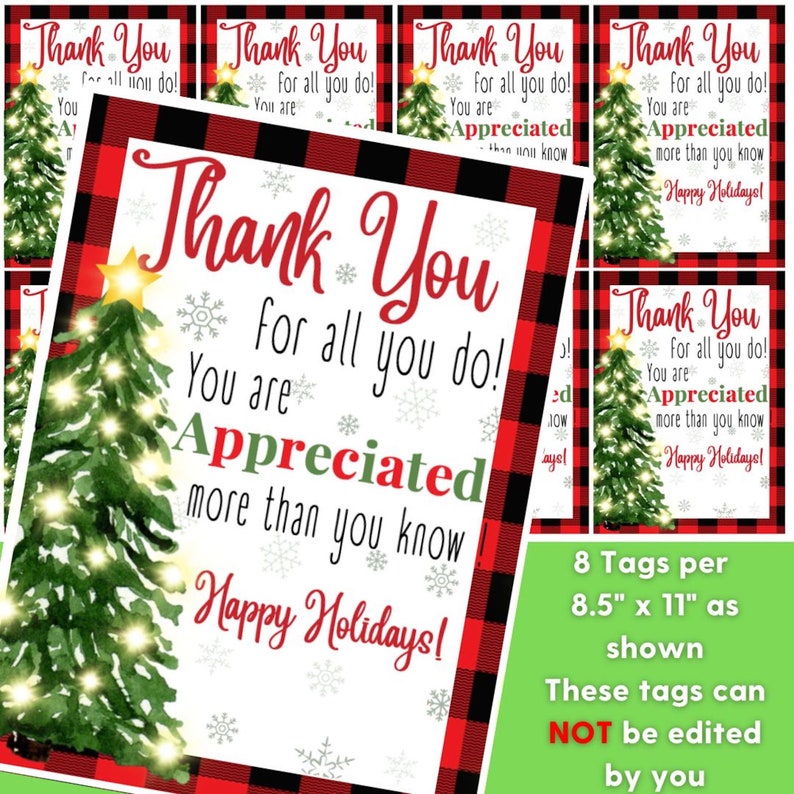 Happy Holiday Appreciation Gift Tags Employee Appreciation - Etsy