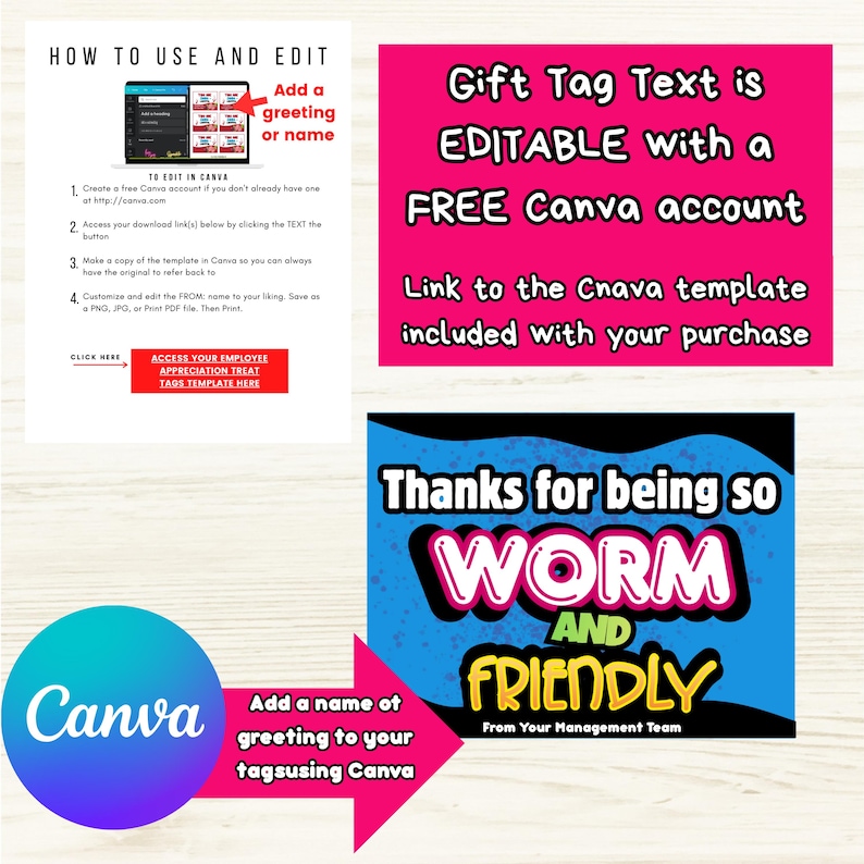 Employee Appreciation Gift Tags, Editable Printable Staff Thank You ...