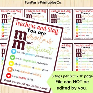 You Are Marvelous and Magnificent Teacher Appreciation, Employee ...