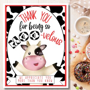 Moo-velous Cow Thank You Sign: Employee Appreciation Gift (digital ...