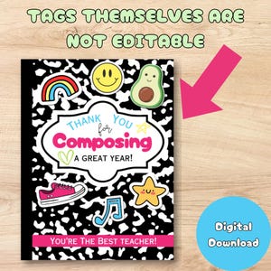 Teacher Thank You Printable Gift Tags | Composition Notebook Theme ...