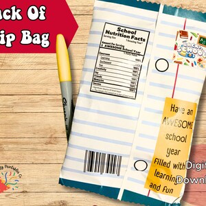 Happy First Day of School Chip Bag, First Day of School Printable ...
