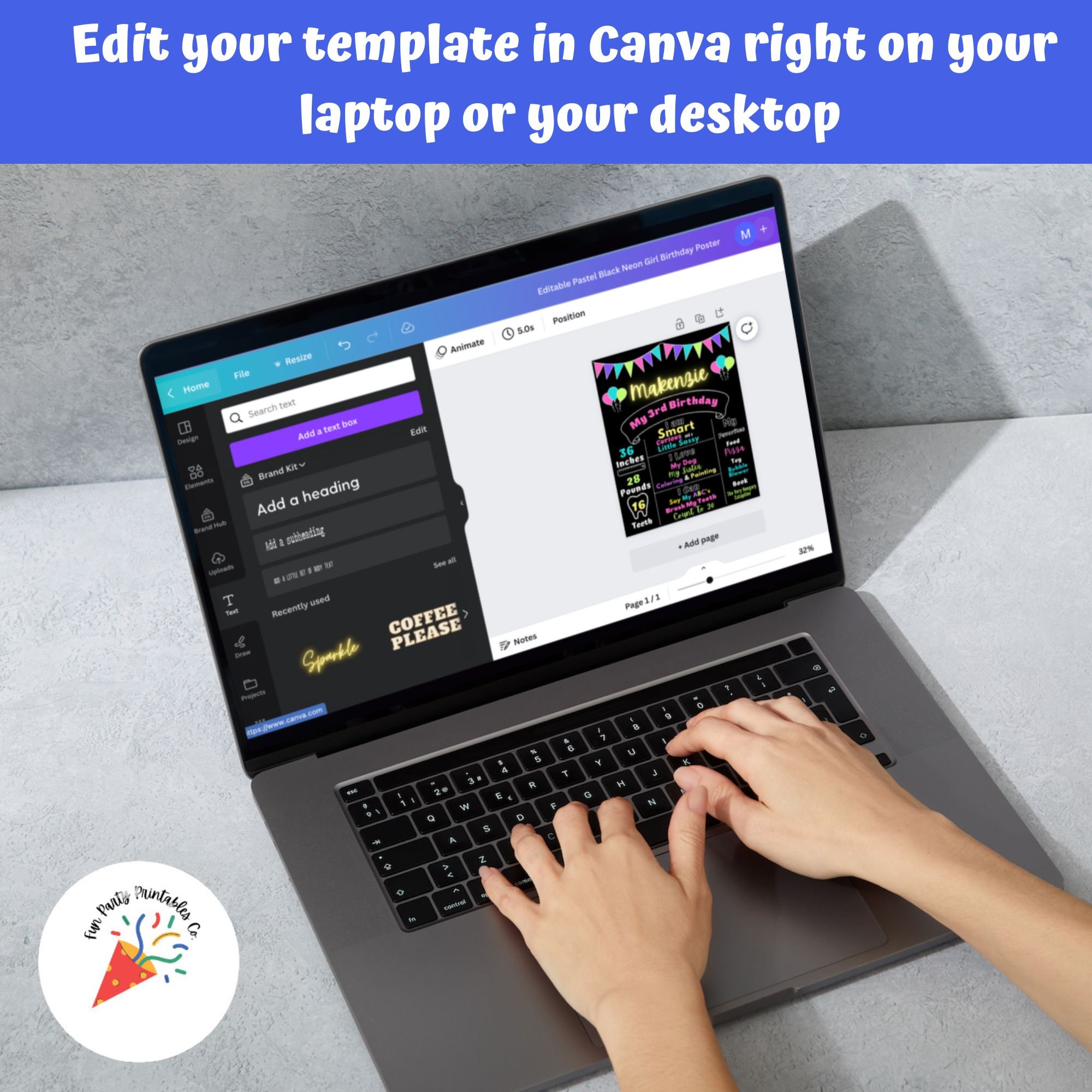 Editable Printable Birthday Sign FAST EASY DIY Neon Birthday Sign ...