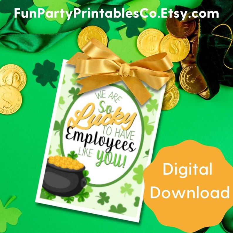 Employee Appreciation Gift Tags: St. Patrick's Day Thank You (digital ...