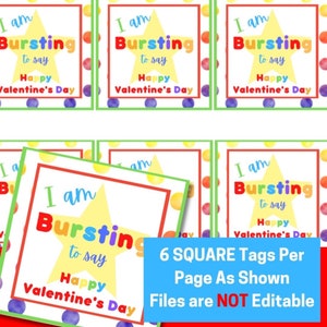 Starburst Valentine Tag: Kids Classroom Favor (PDF) - Etsy