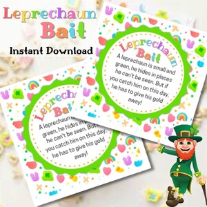 St. Patrick's Day Printable Tag, Leprechaun Bait, Leprechaun Trap, St ...