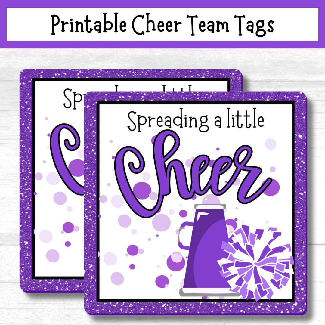 Purple Cheer Team Printable Tags: DIY Cheerleading Gifts (PDF) - Etsy