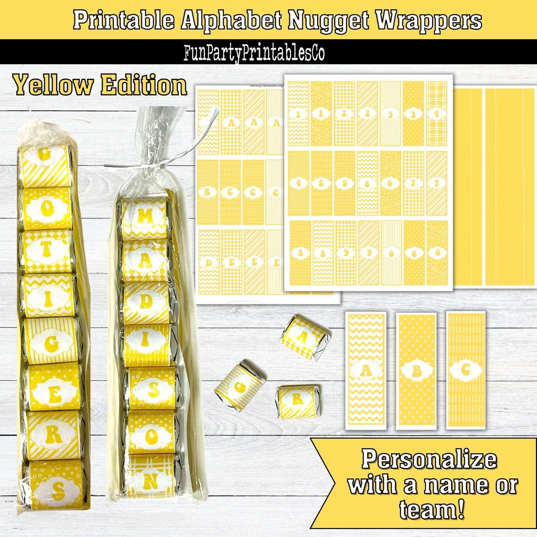 Yellow Alphabet Hershey Nugget Wrappers: DIY Candy Bar (printable PDF ...