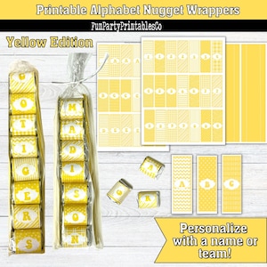 Yellow Alphabet Hershey Nugget Wrappers Diy Candy Bar Printable Pdf 6695