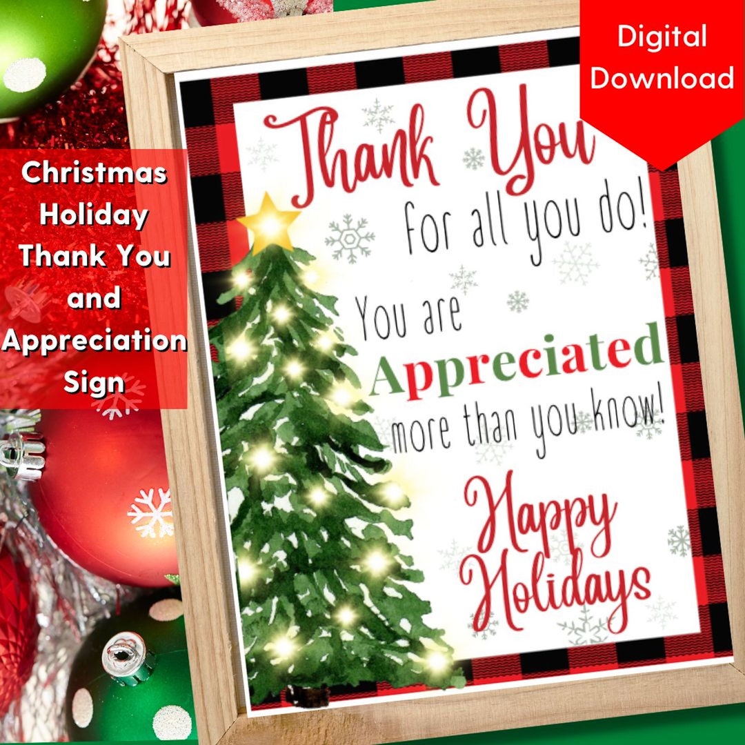 Happy Holiday Appreciation Sign, Employee Appreciation Sign, Thank You ...