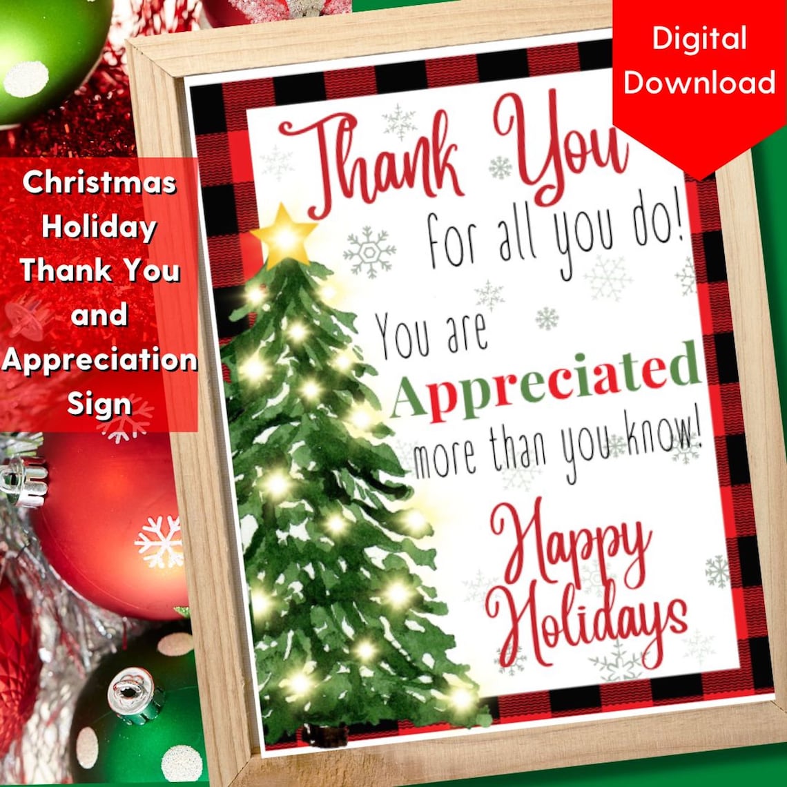 Happy Holiday Appreciation Sign, Employee Appreciation Sign, Thank You ...