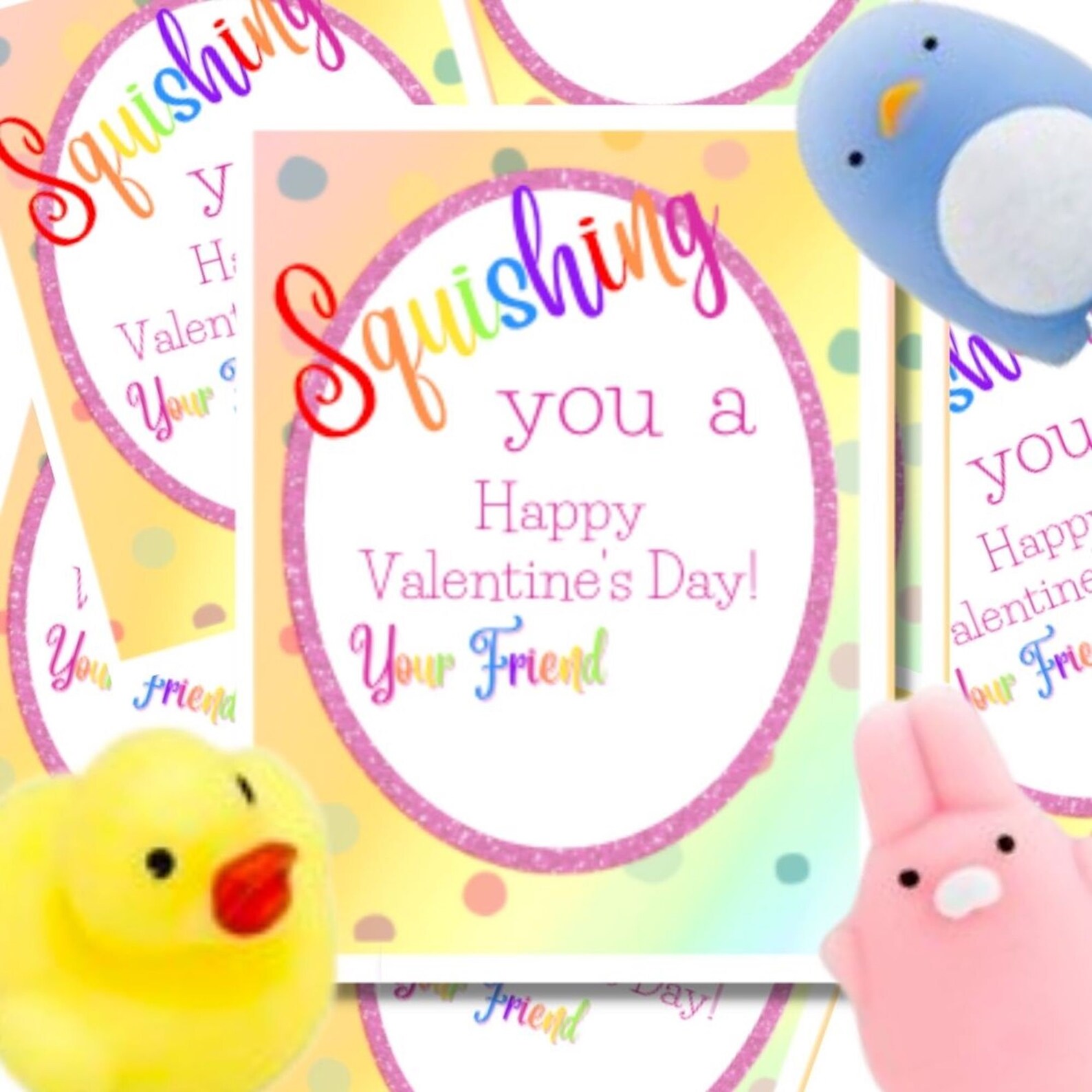 Squishy Toy Valentine Kids Printable Valentine's Day - Etsy