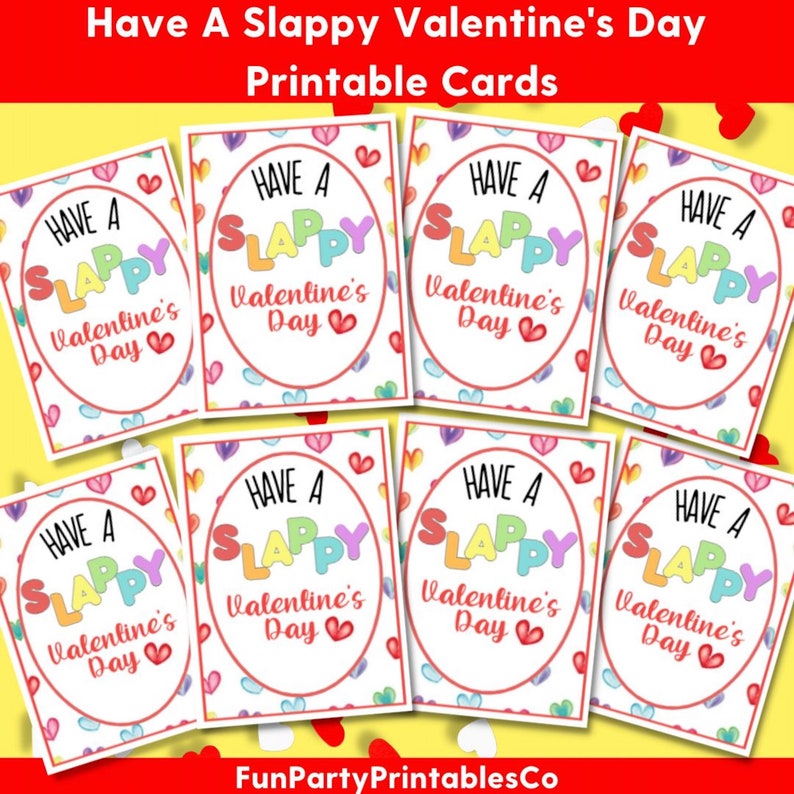 Printable Valentine Slappy Bracelet Cards Gift Tags Classroom - Etsy