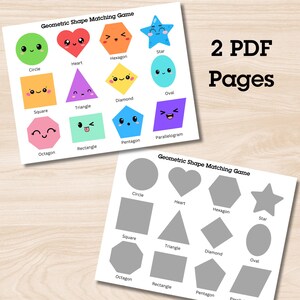 Shapes Matching Game Activity Printable PDF Pages, Fun Toddler ...