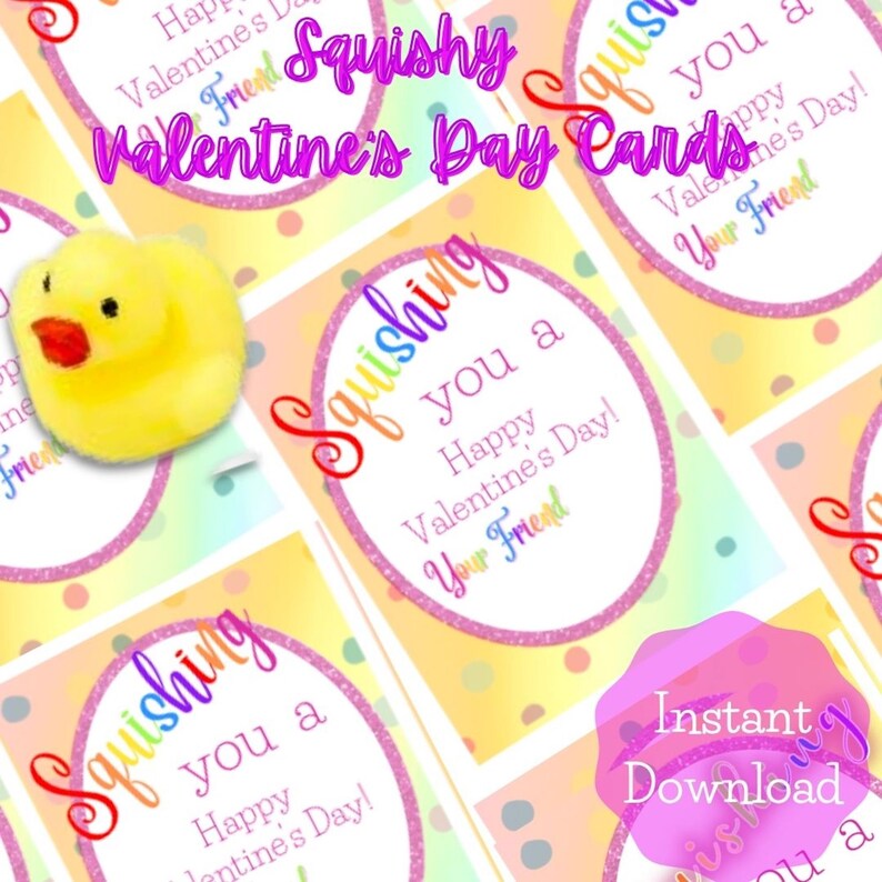 Squishy Toy Valentine Kids Printable Valentine's Day - Etsy